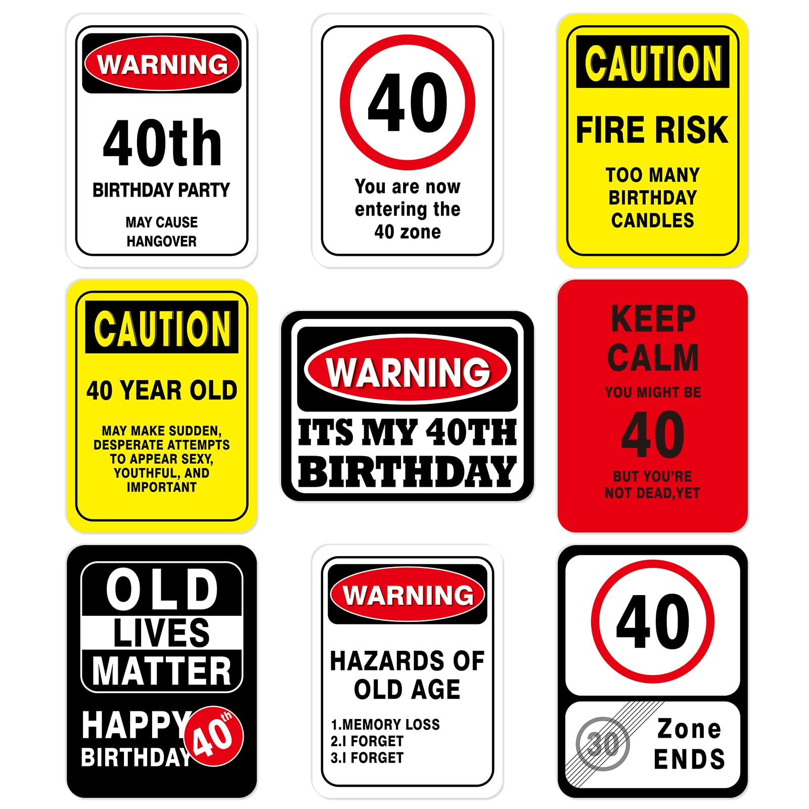 WERNNSAI 40th Birthday Decorations - 9 Pcs 40 Birthday Decorations for Men, 40 Year Old Decorations Signs Table Centerpieces Funny Picture Props, Women 40s Door Windows Wall Decor, Bday Party Garden Banner