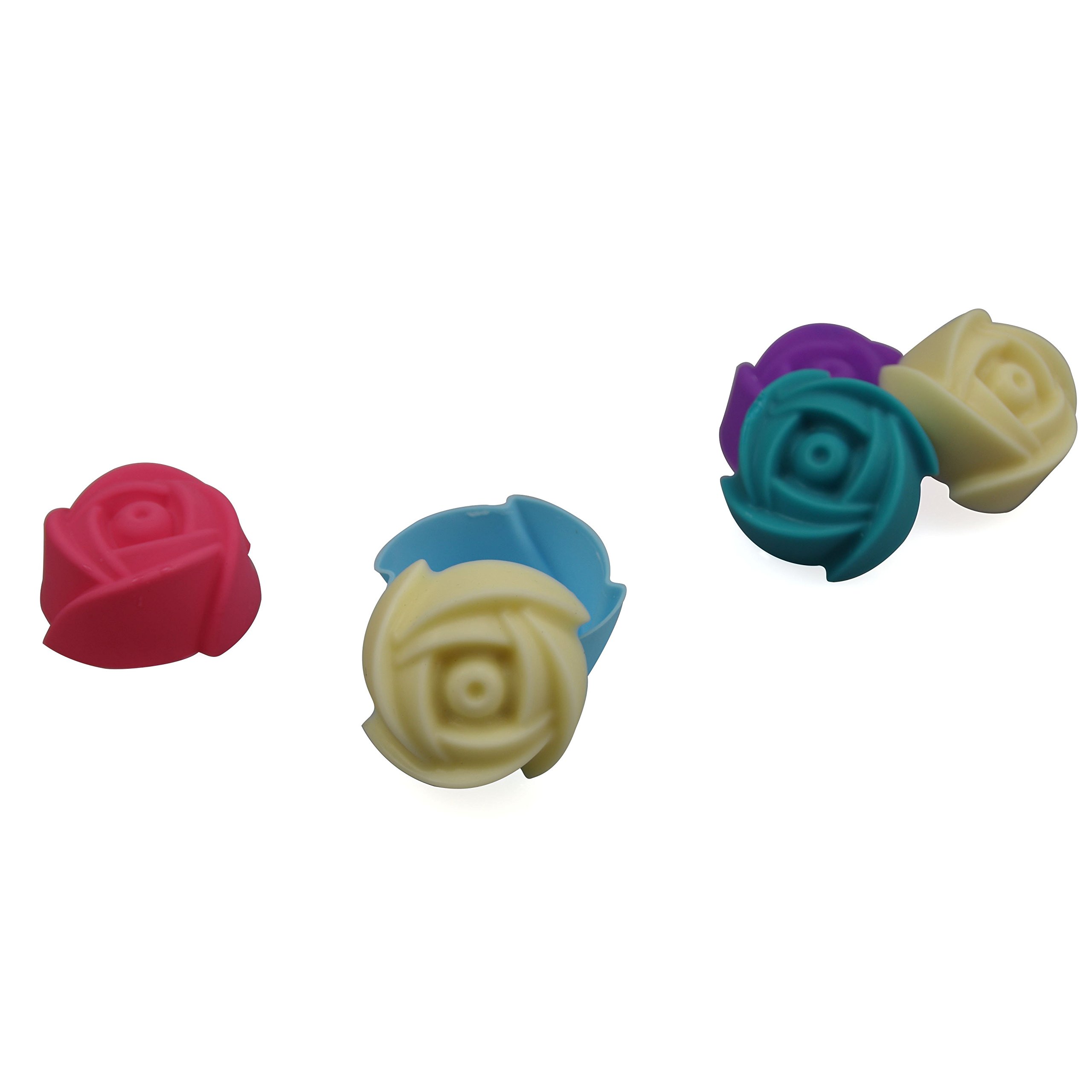 Mirenlife Reusable and Non-stick 2 Inch Mini Size Silicone Baking Cups/Muffin Cups/Mini Cupcake Liners/Mini Chocolate Holders/Truffle Cups -24 Pack-6 Vibrant Colors (Rose)