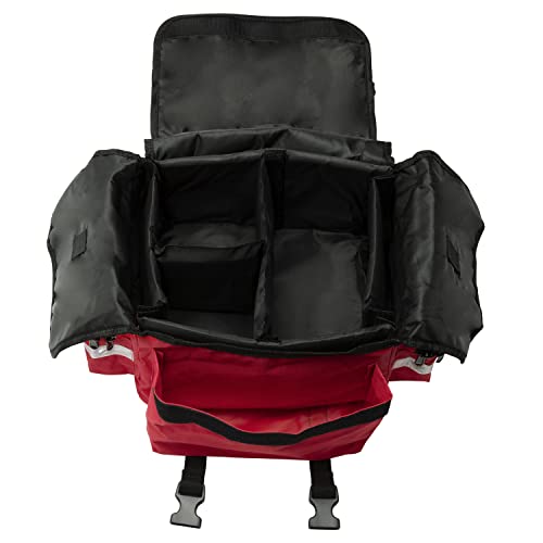 NOVAMEDIC Professional Empty Red First Responder Bag, 17" x 9" x 7", EMT Trauma First Aid Carrier for Paramedics and Emergency Medical Supplies Kit, Lightweight and Durable