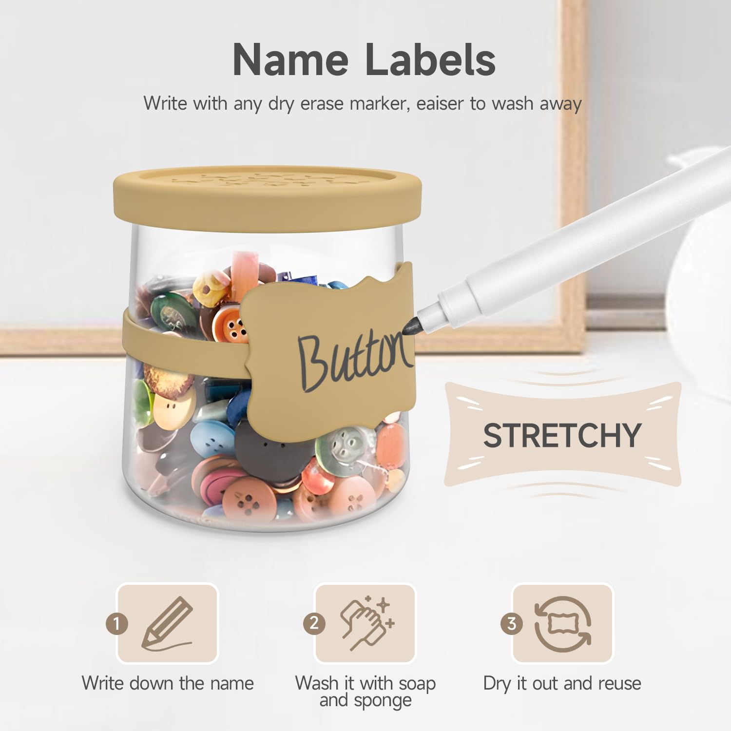 Sophico Oui Yogurt Jar Lids Silicone, 12 Pack Leak Proof Covers Fit For 5oz Yoplait Glass Jars with Silicone Reusable Bottle Labels, Airtight, Dishwasher Safe & BPA Free (Container Not Included)