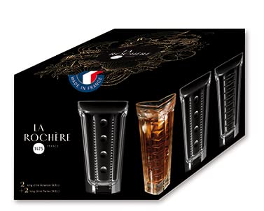 La Rochere Set of 4, Saga King 12 oz Drinking, Double Old Fashion, Iced Tea Glass, 4 Count (Pack of 1), Clear