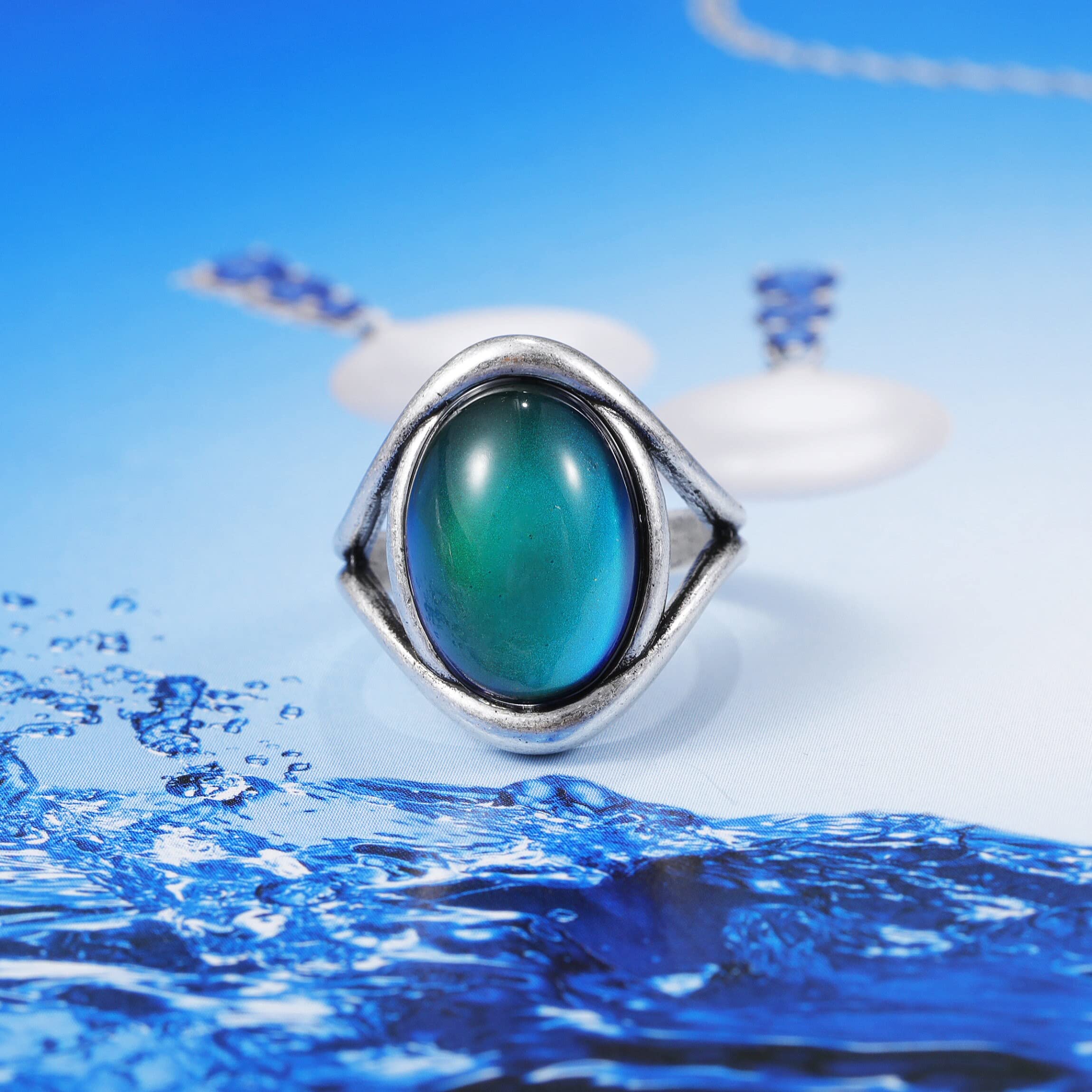 MY MOJOYAS Handmade Antique Sterling Silver Plated Mood Ring with Color-Changing Oval Stone (MJ-RSN022) (9)