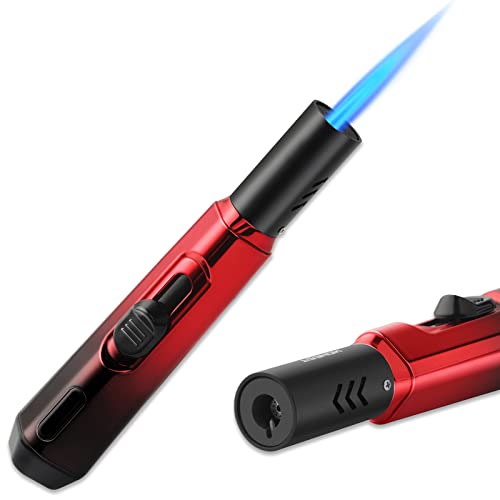 REDBANK Torch Lighter, Butane Lighters,Refillable Torch Lighter,Windproof Butane Refillable Gas Long Lighter (Butane Gas Not Included) (RED-Long)
