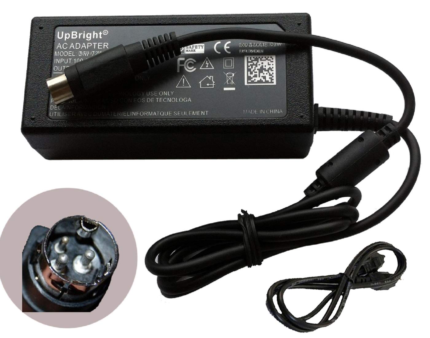 UpBright 3-Pin 24V AC/DC Adapter Compatible with Sam4s ELLIX 20S 30 40 Sam 4s ELLIX40S(L) ELLIX40L ELLIX20S ELLIX30 ELLIX40 40S(L) 40L POS Thermal Printer Samsung PSCV500107A SAM4 Bixilon Power Supply