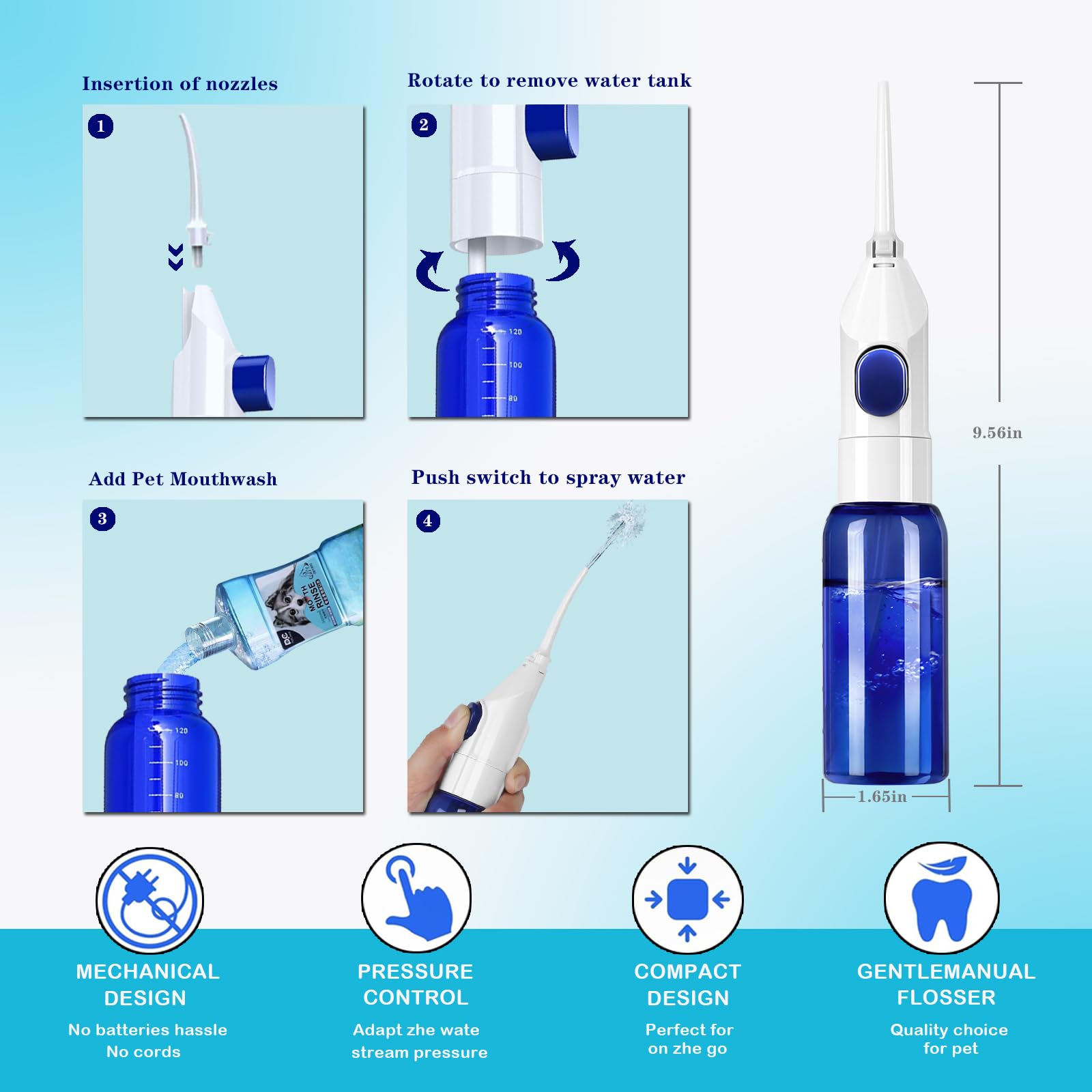 Souroyea Dog Tooth Brushing Kit - Equipped with a Pet Manual Teeth Cleaner, Cat Toothbrush Silicone Finger Wipes for Small & Large Dogs Supplies, Pet Teeth Cleaning Tools & Dental Care Accessories