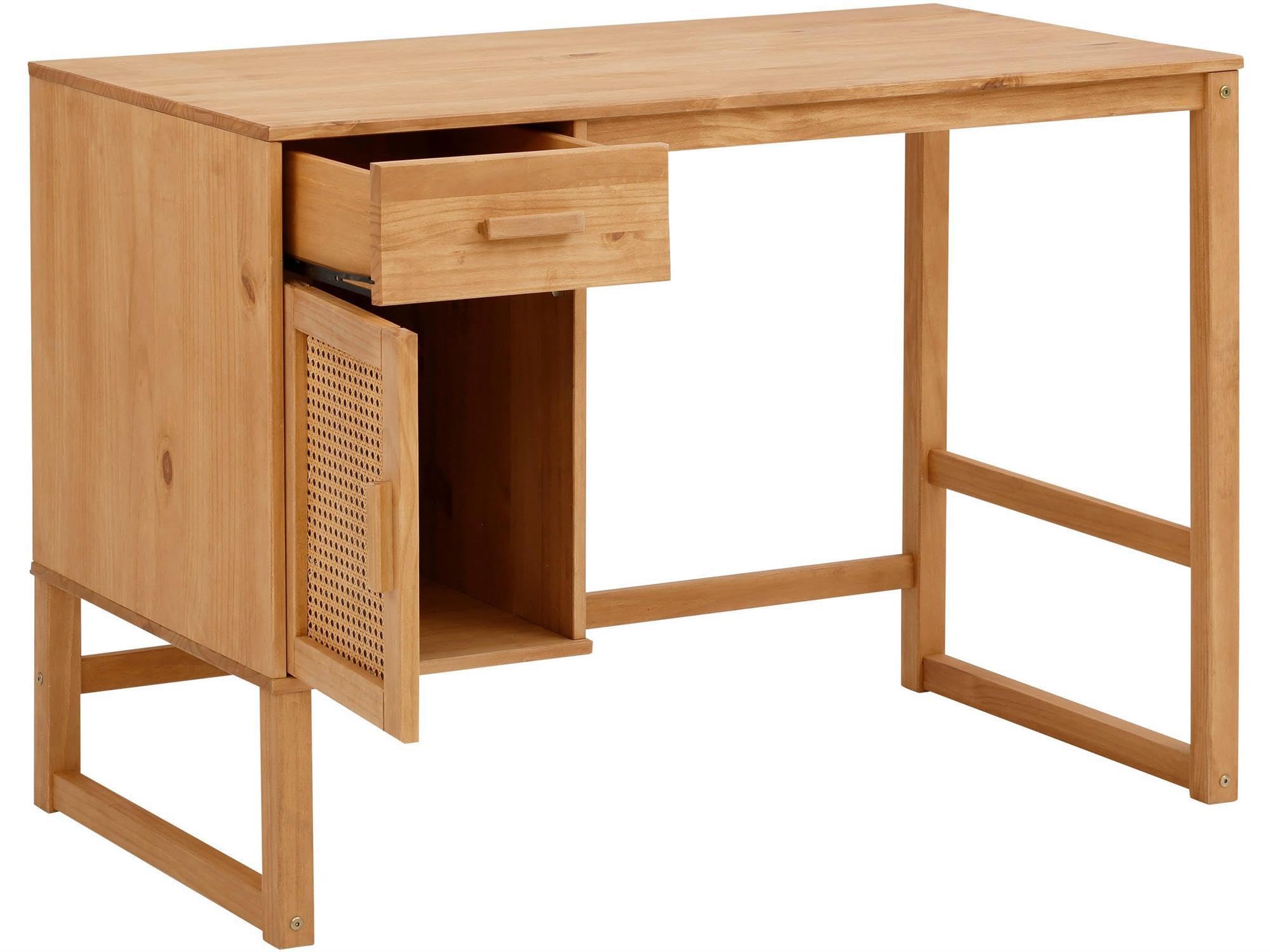REN HOME Talo Desk with Closed Storage and Drawer, Natural
