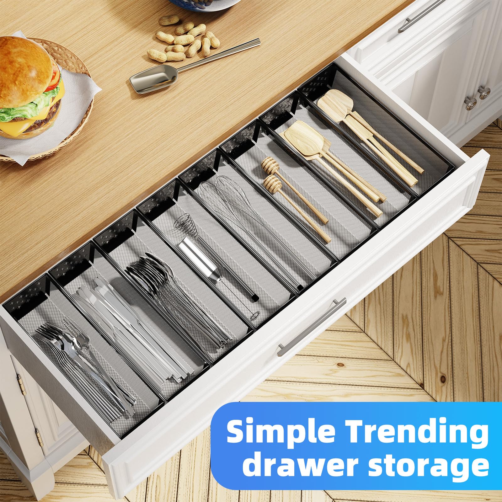 Simple Trending Silverware Drawer Organizer, Silverware Organizer for Drawer, 8 Pack Utensil Organizer for Kitchen Drawers, Kitchen Drawer Organizer for Large Utensils(12.2 * 3.2 * 2.1 inch)