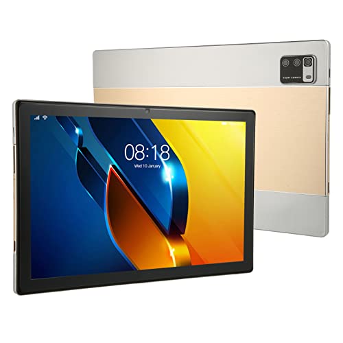 Sazao 5G Calling Tablet, 6GB 128GB 5G WiFi HD Tablet Gold for Home for 11 US Plug