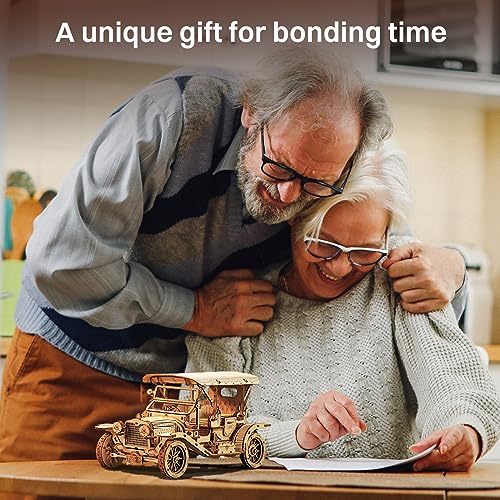 ROKR 3D Wooden Puzzles for Adults Bundle Set - Cello Music Box & Vintage Car Model Kit, Unique Gift Hobby for Boys Girls Family