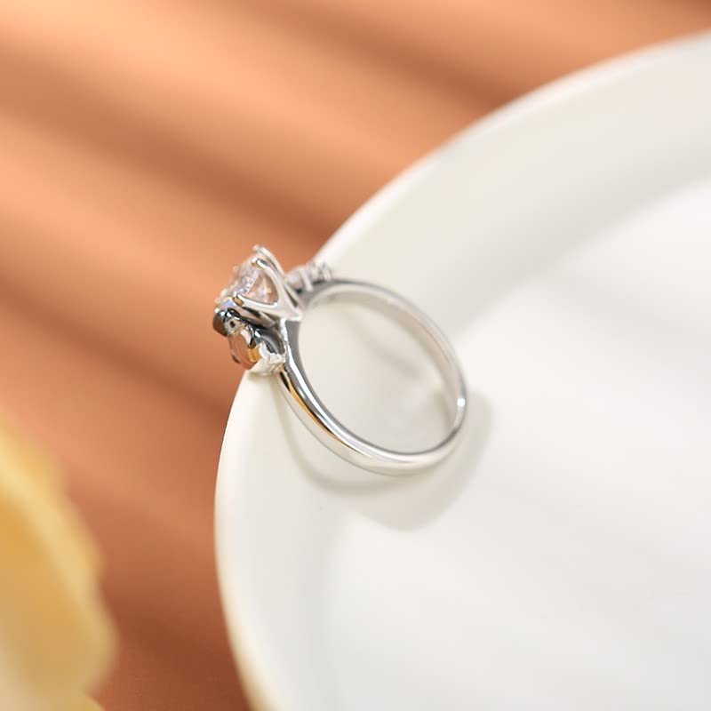 Jewels Store 1.6 Ct Round Cut White Diamond Solitaire Penguin Inspired Engagement Ring in 925 Sterling Silver Two Tone Gold Finish (Silver, 7)
