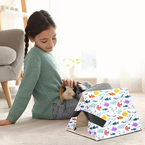 Y-DSIWX Guinea Pig Hideout House Bed, Sea Life and Birds Rabbit Cave, Squirrel Chinchilla Hamster Hedgehog Nest Cage