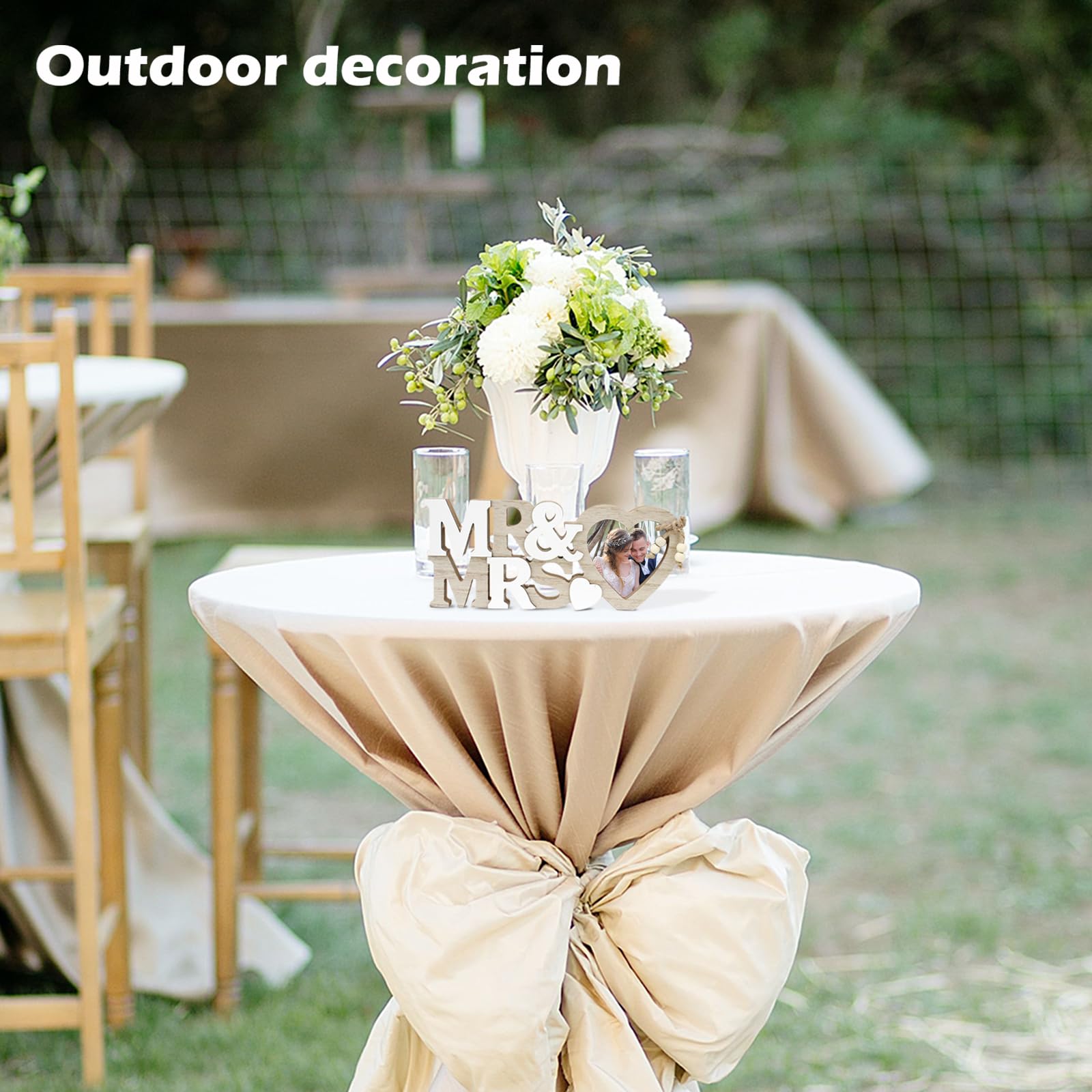 Wedding Decorations for Reception, Mr Mrs Sign for Wedding Table, Couple's photo frame, Rustic Wedding Docor Supplies Stuff for Table Centerpieces Ceremony Inside and Outside