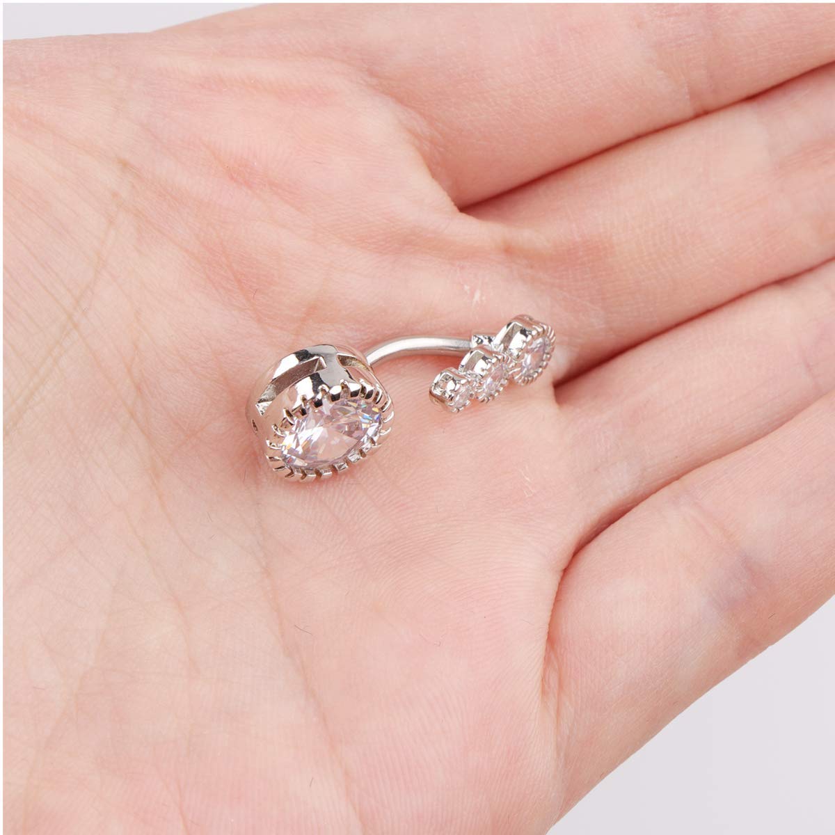 HAO HONG Belly Button Rings Clear CZ Navel Rings Belly Rings Belly Piercing Body Piercing (1pc Siver)