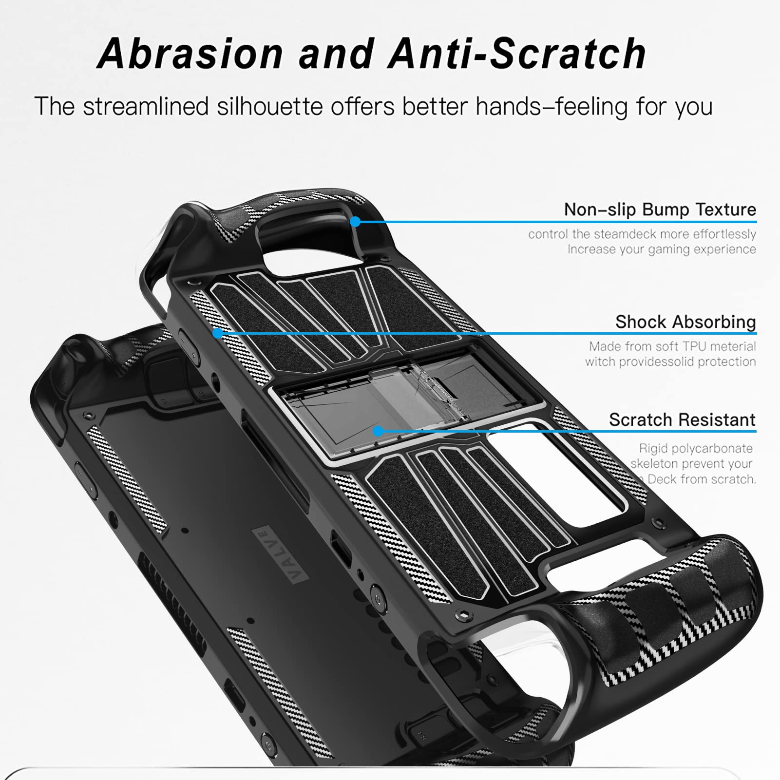 Mensican Steam Deck Case with Kickstand,TPU+PC Protective Case for Steam Deck,Shock-Absorption, Non-Slip and Anti-Scratch Accessories Skin for Steam Deck