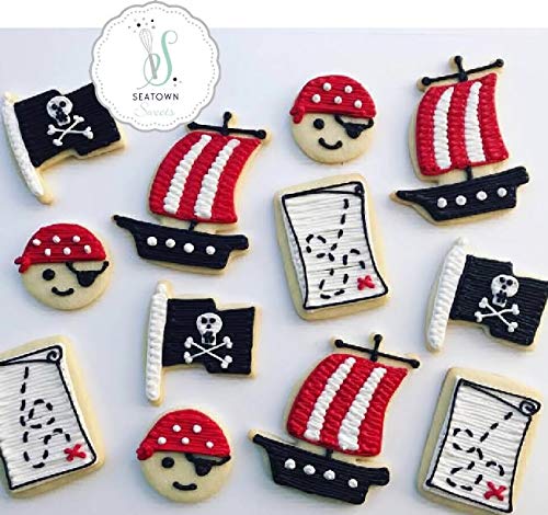 Pirate Treasure Cookie Cutter 7 Piece Set from The Cookie Cutter Shop - Gold Coin, Skull & Crossbones, Sword, Pirate Ship, Cookie Cutters – Tin Plated Steel Cookie Cutters
