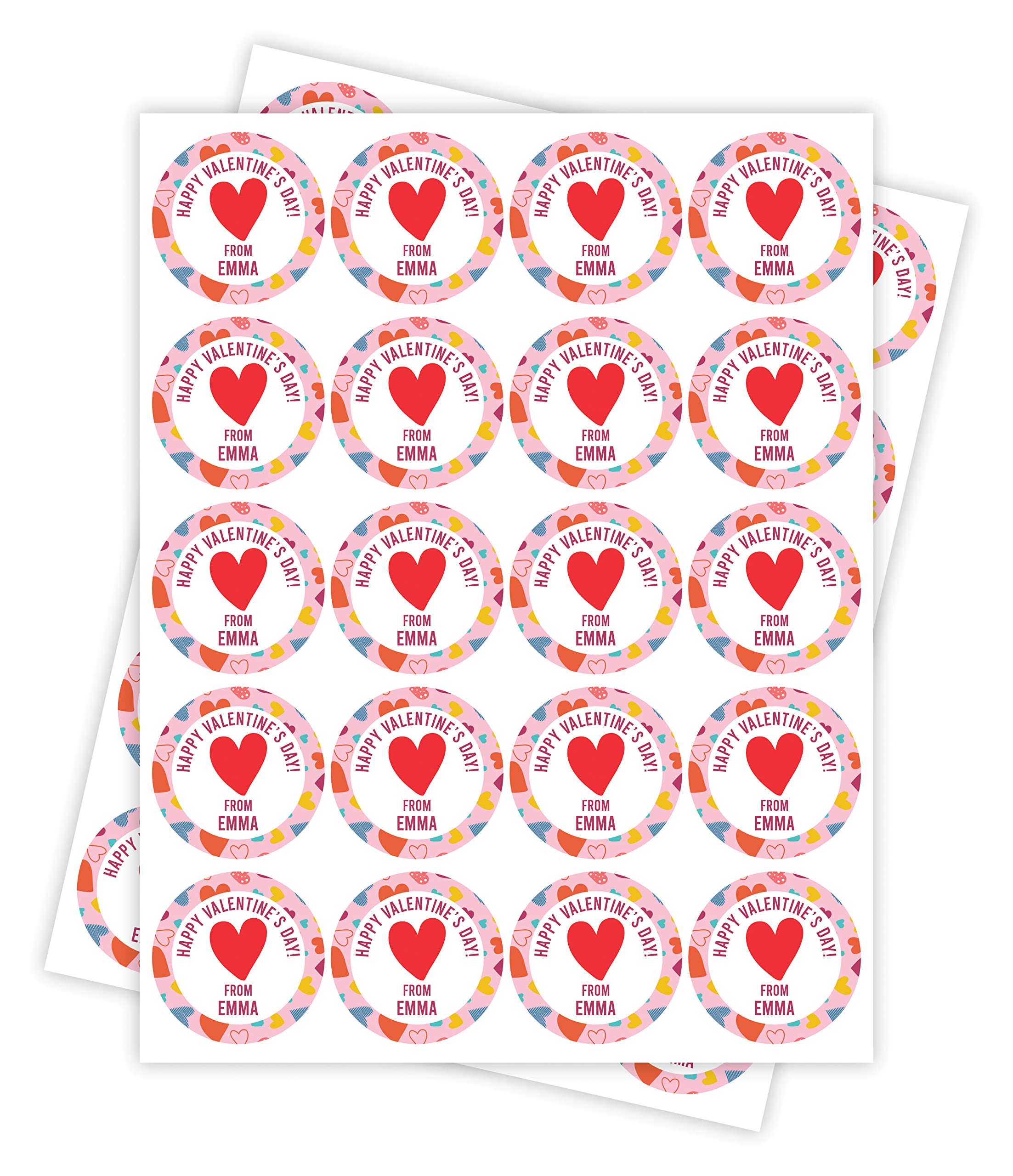 Personalized Valentine's Day Stickers, Custom Happy Valentine's Day Stickers, Valentines Labels, Round Valentines Party Favors, Gift Sticker, VP2304
