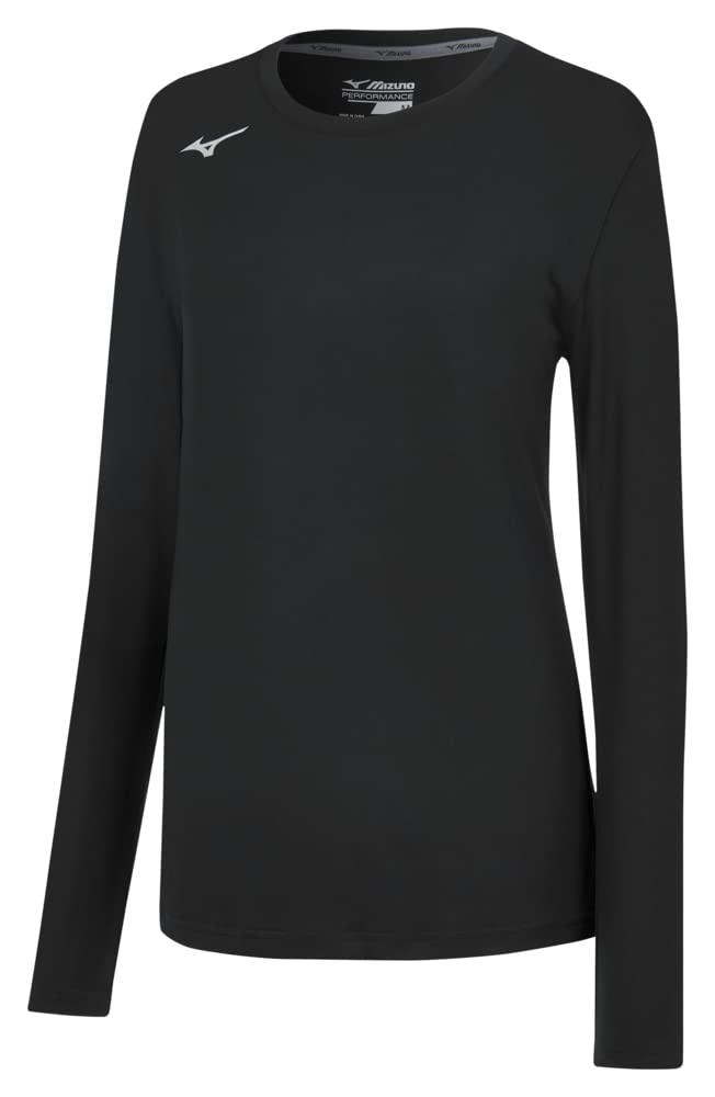 Mizuno womens Long Sleeve Attack Tee Shirt, Black, XX-Small