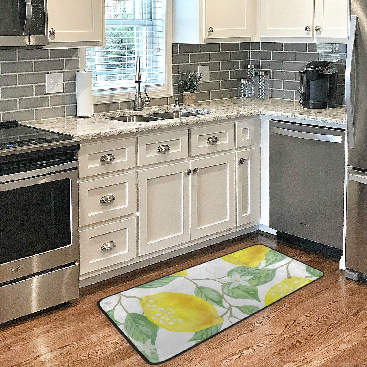 Lemon Kitchen Rug Fruits Runner Rug, Door Mat Bath Rug Home Decor Floor Mat Non-Slip Carpet for Kitchen Living Bedroom 39 x 20 Inch
