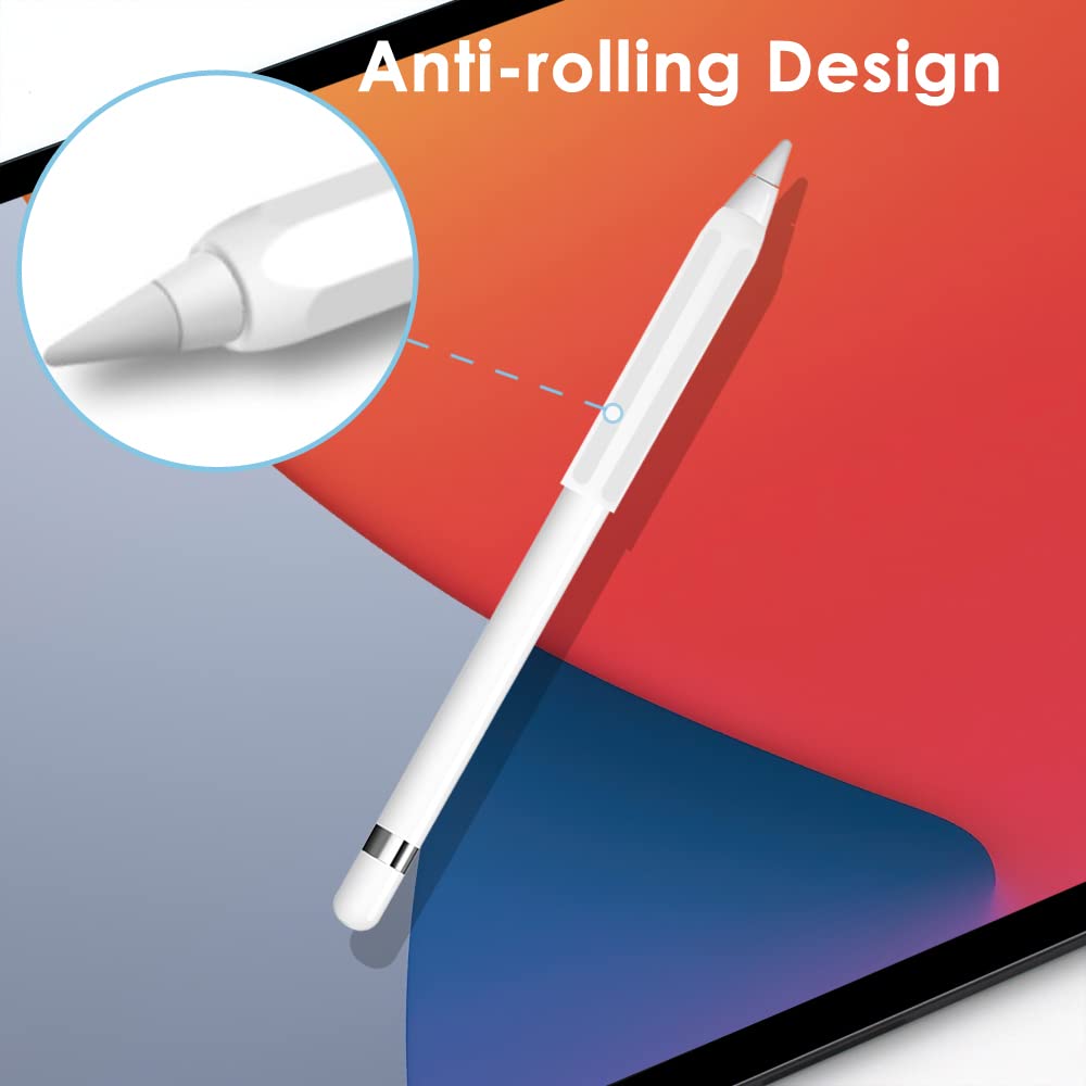 ProElife 2-Pack Slim Grip Holder Anti-rolling Silicone Protective Sleeve Cover for Apple Pencil 2nd & 1st Gen iPad Pro 12.9'' 11''/ iPad 10.9''2022 Stylus Accessory Kits (Black/White)
