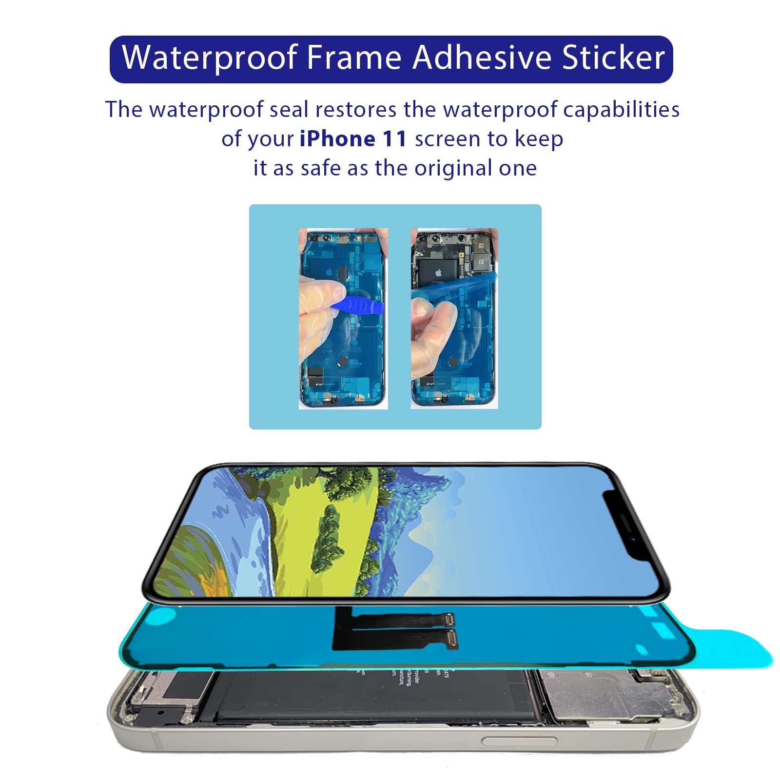 Reepanel for iPhone 11 Screen Replacement, FHD 3D Touch LCD Screen Display Digitizer Frame Full Assembly with Repair Kits for iPhone 11 A2111, A2223, A2221 + Screen Protector + Waterproof Adhesive