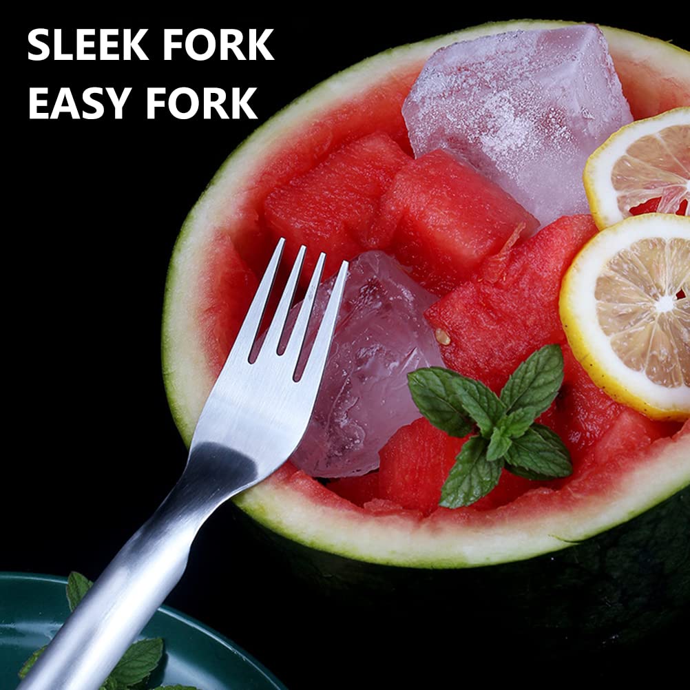 MIXCUT 2 in 1 Watermelon Slicer Fork Stainless Steel Cutter - Kids Fascinated Melon Cuber Cutting Tool - Carving and Cutting Utili Sliver
