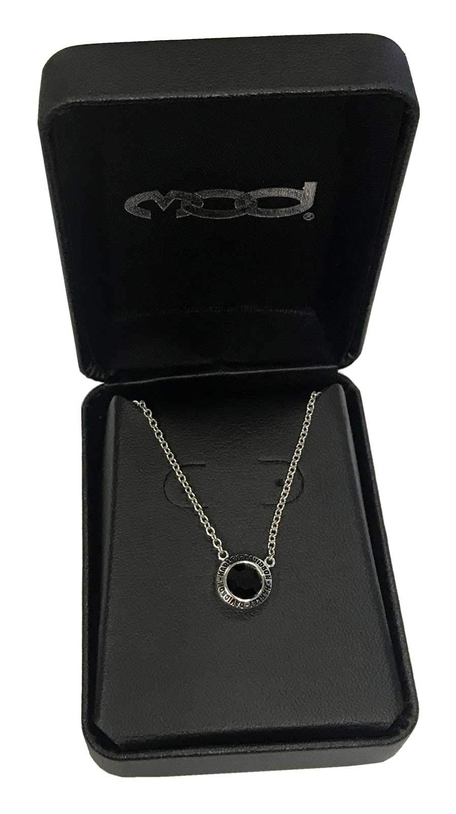 Harley-Davidson Women's Black Crystal Stone Script Chain Necklace HDN0403