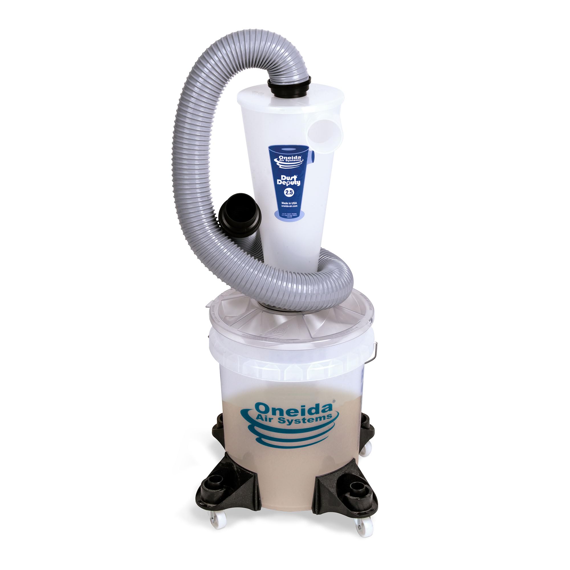 Oneida Air Systems Dust Deputy 2.5 Deluxe Cyclone Separator Kit: Portable Collector with Clear Bucket for Wet/Dry Shop Vacuums (DD 2.5 Deluxe 5-Gal)