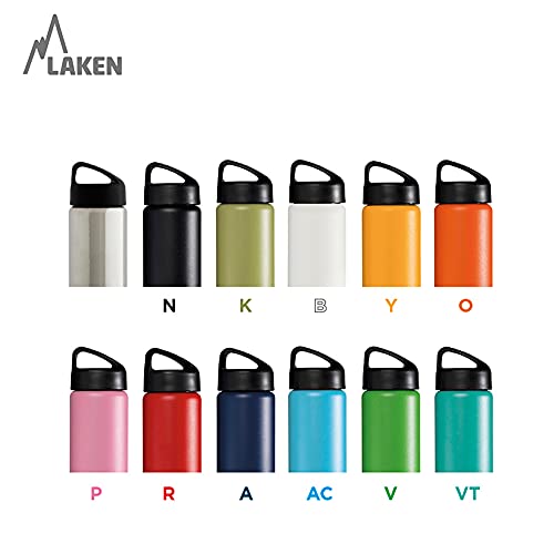 Laken Thermo Classic Vacuum Insulated Stainless Steel Wide Mouth Water Bottle with Screw Cap, 17 Oz, Silver