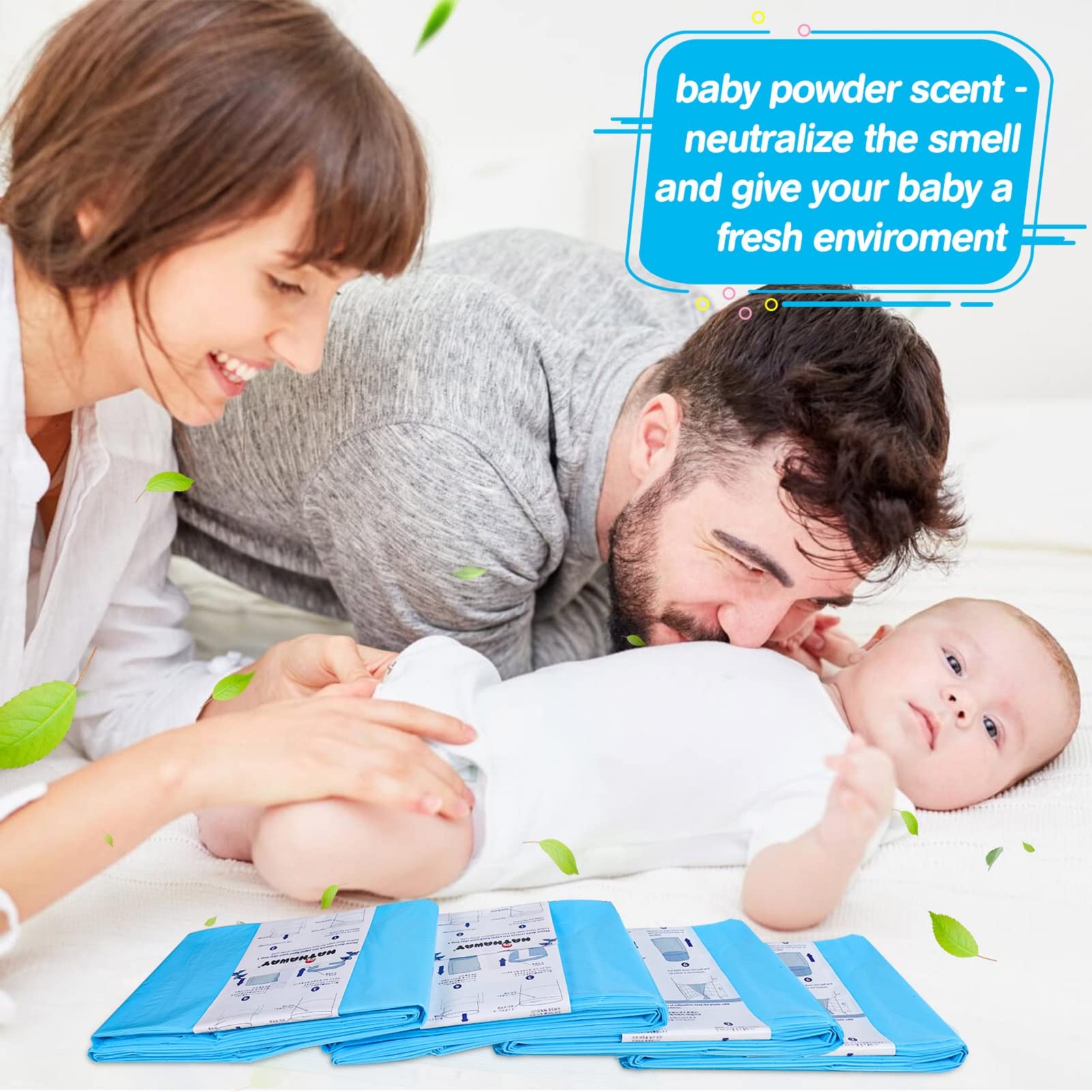 Refills Compatible with Dekor Plus Diaper Pails 4 Pack Extended Version Diaper Pail Liners Baby Powder Scent