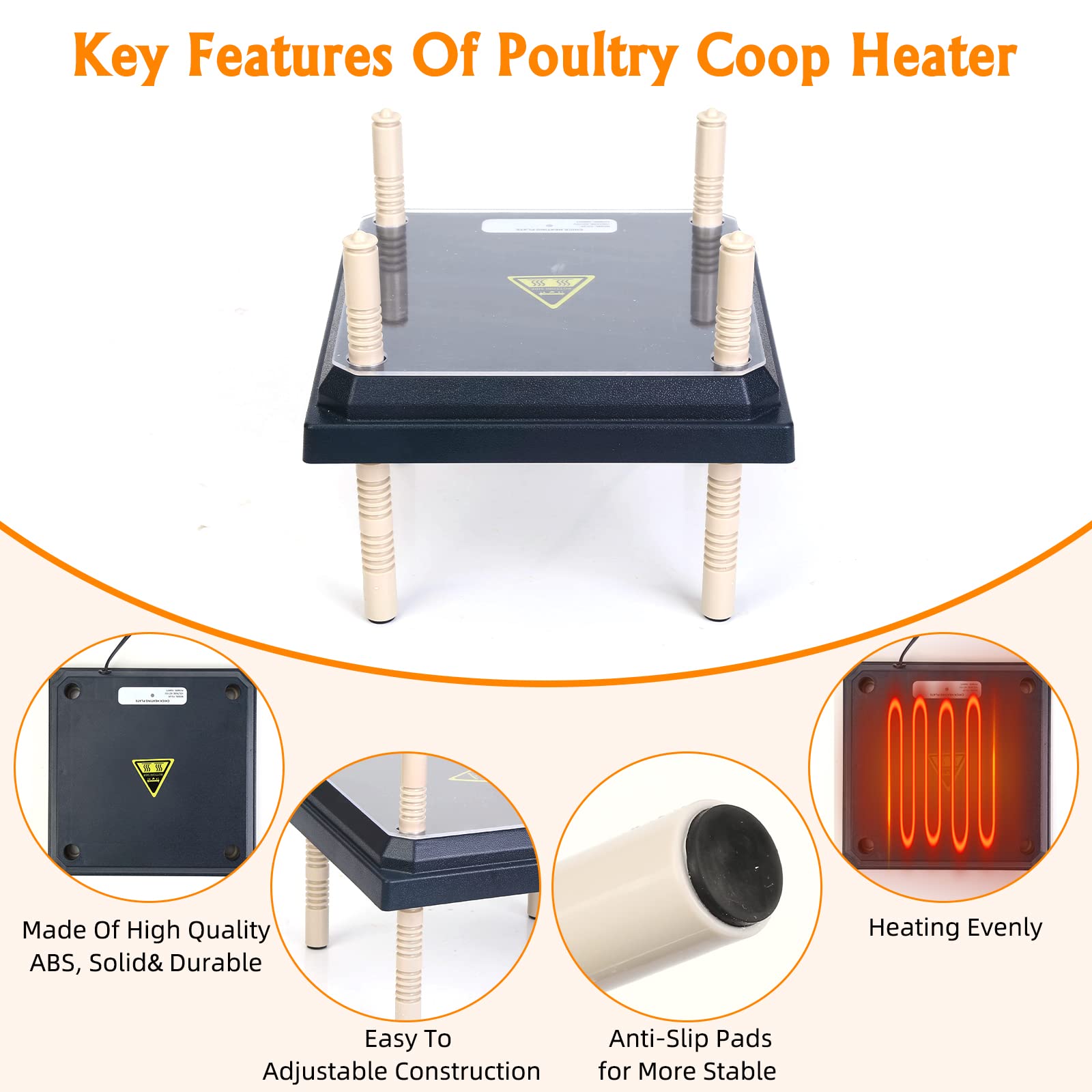 Pitalok Brooder Heater for Chicks: Chick Brooder Heating Plate with Easy- Cleaning Plate Poultry Coop Heater Chicks Warmer 10" x 10" for 15 Chicks Adjustable Height Brooding Heater 15 Watts
