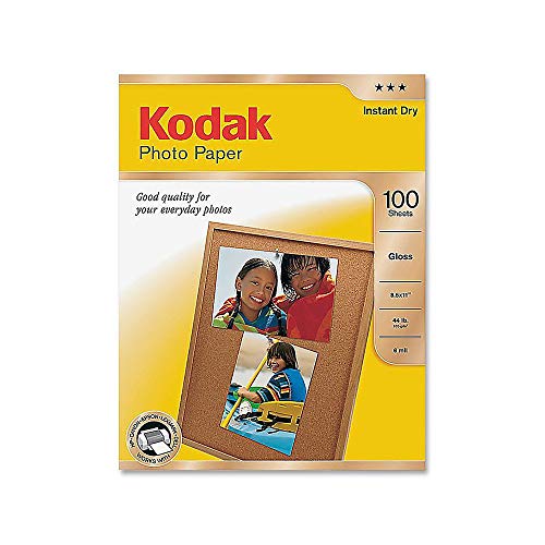 Kodak Photo Paper for inkjet printers, Gloss Finish, 7 mil thickness, 100 Sheets, 8.5β x 11β (8209017)