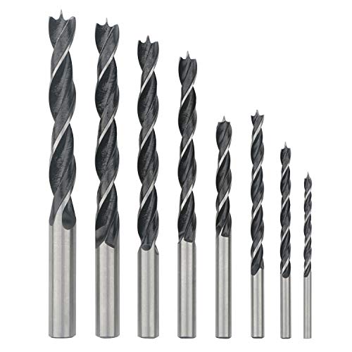 Rowiz 8PCS Brad Point Drill Bits 3-10mm Spiral Twist Wood Drill Bits Set For Soft, Hard, Veneered And Laminated Wood Mdf Acrylic