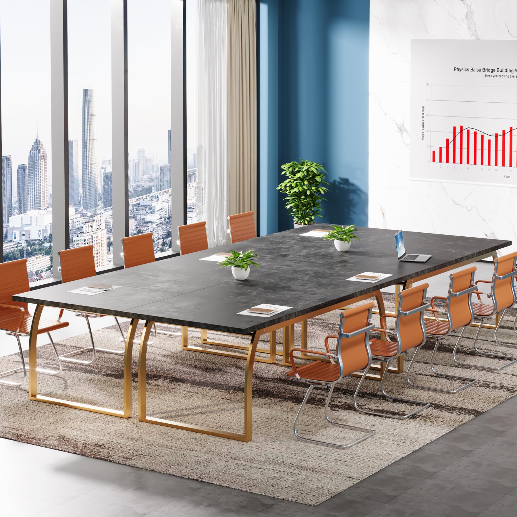 Tribesigns Modern Black Office Desk: 70.87 Inches Computer Executive Desk with Gold Metal Legs, Faux Marble Large Study Writing Table, Simple Desk for Home Office