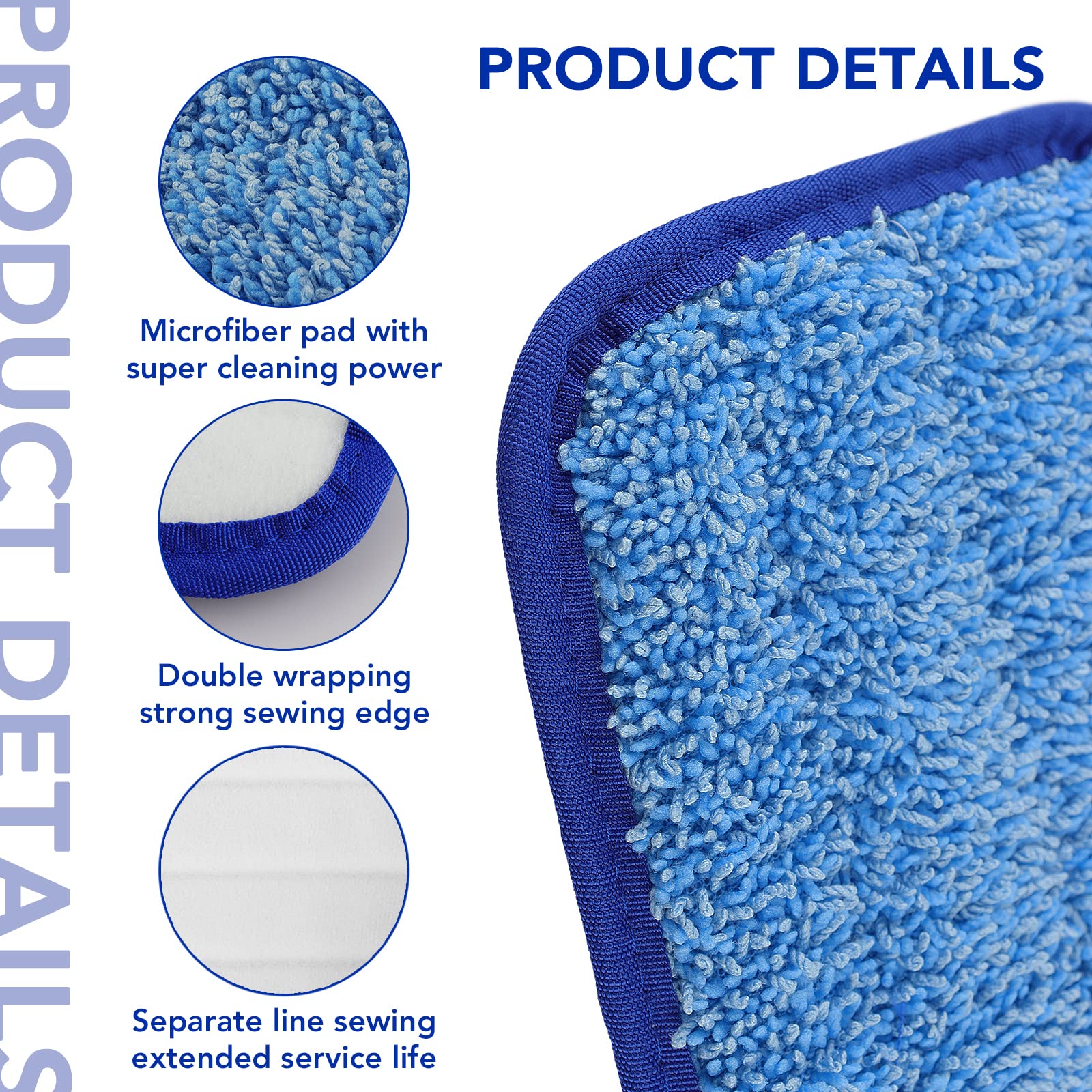Replacement Microfiber Pad for Rubbermaid Commercial 18 Inch Mop Head - 2 Pack Wet & Dry Commercial Cleaning Refills Reusable Mop Refills Fit for Any Microfiber Flat Mop System 18"