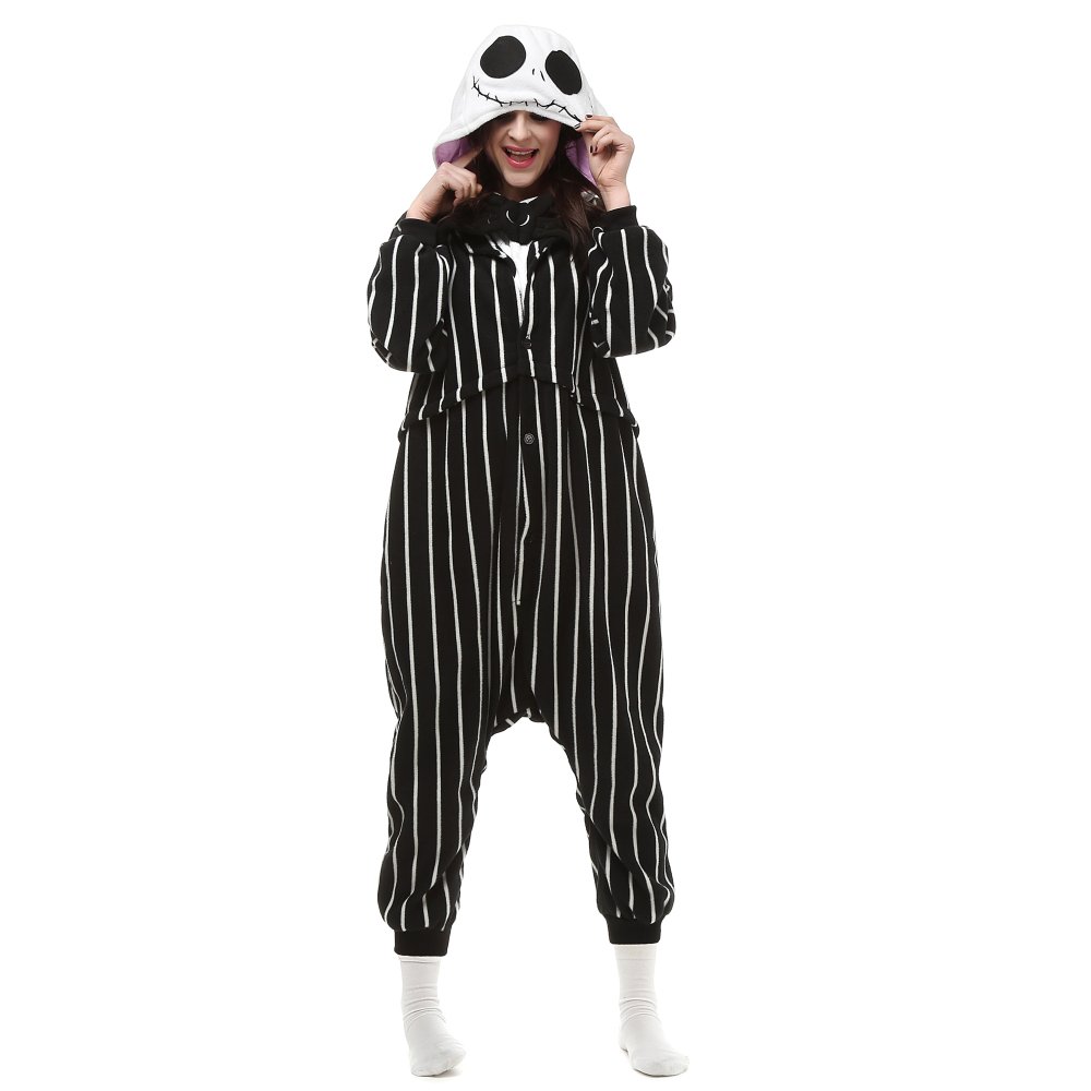 HALLOWITCH Jack Skellington Onesie Costume for Adult Women and Men. XL