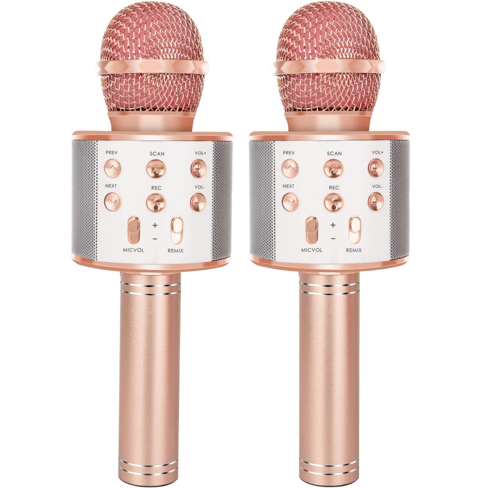Microphones for Kid 2 Pack Wireless Bluetooth Karaoke Microphone for Singing, Portable Handheld Mic Speaker Music Player Recorder for Christmas, Birthday, Home Party