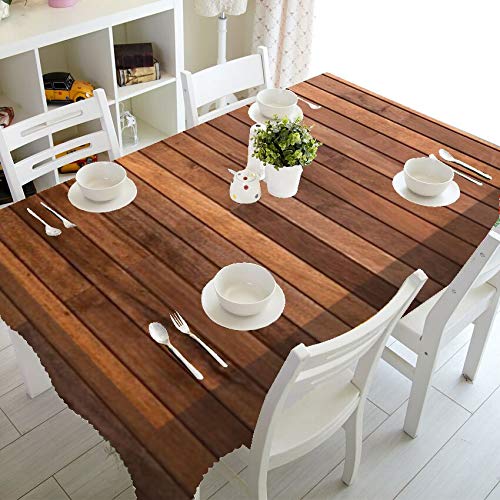 MLQL Wooden Texture Printing Rectangular Tablecloths for Table Wedding Decoration Waterproof Coffee Table Cover Anti-Stain A10 140x210cm