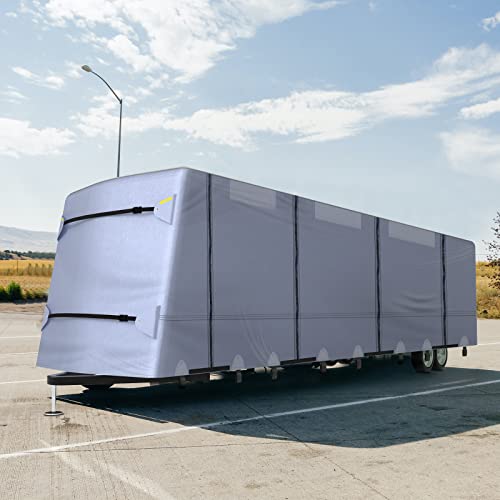 Weize Travel Trailer RV Cover - 5 Layers 300D Oxford Camper Cover,Suitable for 24'1''-26' Motorhomes, with Tire Cover,Waterproof Protection and Anti-UV