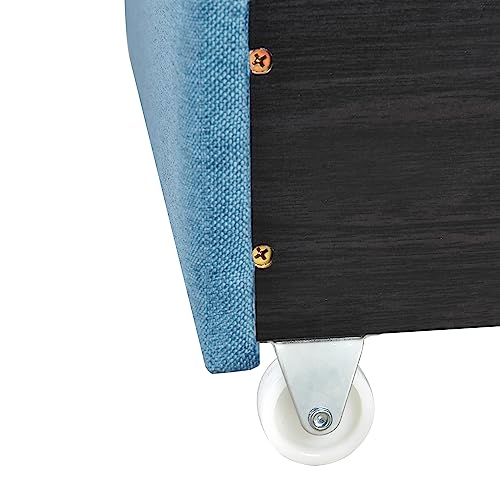 Queen Platform Bed with Headboard,Upholstered Linen Wood Bed Frame with Two Storage Drawers for Kids Girls Boys Teens Adults, No Box Spring Needed(Blue)