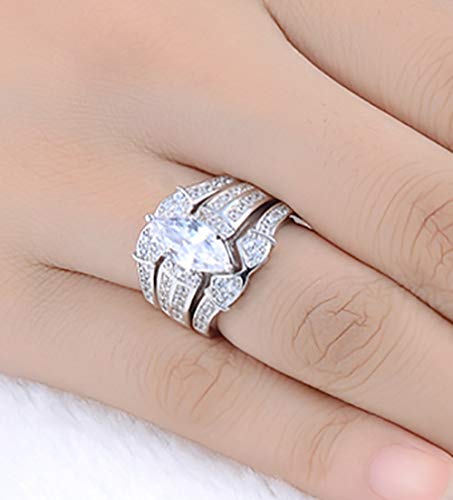 Ginger Lyne Collection Three Ring Bridal Engagement Ring Wedding Band Set Size 7