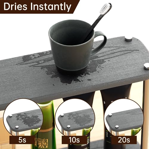 Suewidfay Kitchen Sink Caddy Tidy Organizer, Instant Quick Fast Drying Diatomaceous Earth Sink Absorbing Stone Sponge Holder, Toothbrush Holder, 2-Tier, Grey