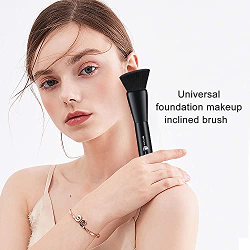 Kabuki Foundation Brush - Angled Foundation Brush for Cream Foundation, Liquid Foundation, Powder Makeup, Concealer, Blending Buffing Premium Foundation Makeup Brush (Single)