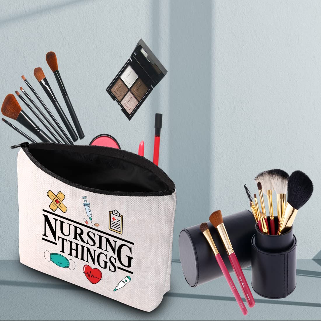 PWHAOO Nursing Accessories Makeup Bag Nuring Things Cosmetic Bag Nurse Appreciation Gift Nurse Week Gift (NURSING THINGS B)