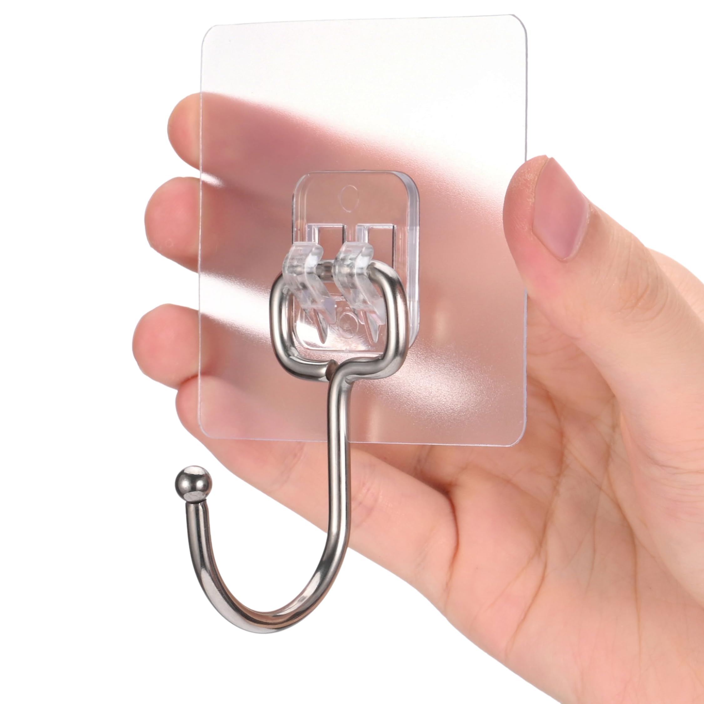 SZNKB Adhesive Hooks for Hanging Heavy Duty 44lbs(Max), Transparent Waterproof Oil-Proof and Rustproof Wall Hooks, Towel and Coats Hooks for Bathroom,Kitchen Home and Office, 12 Pack