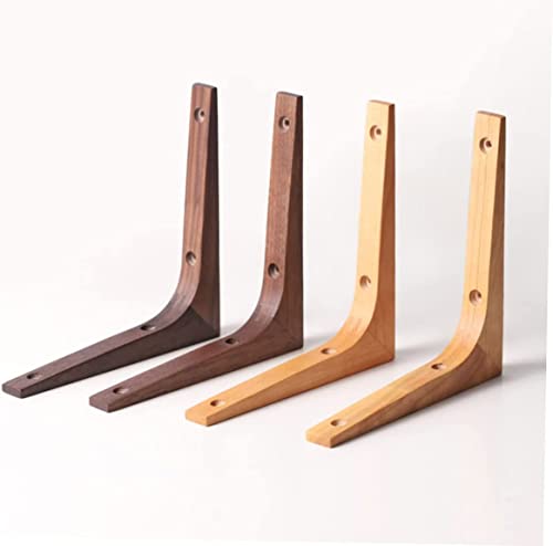 Shelf Brackets wall Shelves 4 pcs Heavy Brackets Shelf- Wall Clapboard Angle Khaki Kitchen Shape Home Supports Support Joint Fixator Floating Selves Supporter Bookshelf Rack Frame Duty Mount ( Size :