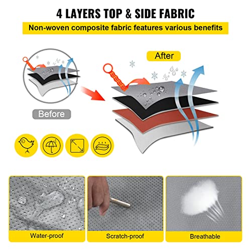 VEVOR RV Cover, 30'-33' Travel Trailer RV Cover, Windproof RV & Trailer Cover, Extra-Thick 4 Layers Camper Cover, Waterproof Ripstop Anti-UV for RV Motorhome with Adhesive Patch & Storage Bag,Grey