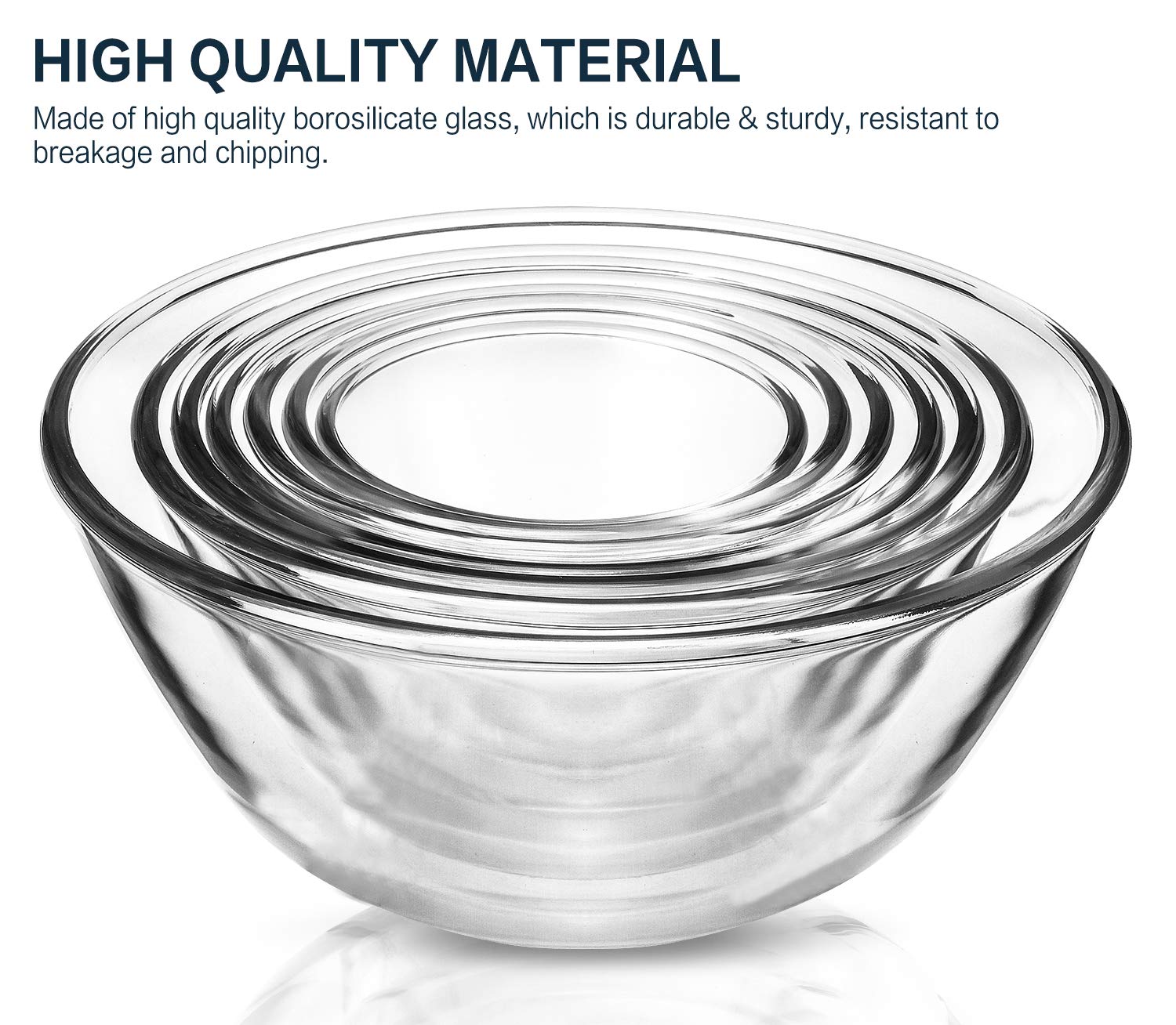 M MCIRCO Glass Salad Bowls with Lids-14-Piece Set, Salad Bowls with Lids, Space Saving Nesting Bowls - for Meal Prep, Food Storage, Serving Bowls -Glass bowl For Cooking, Baking