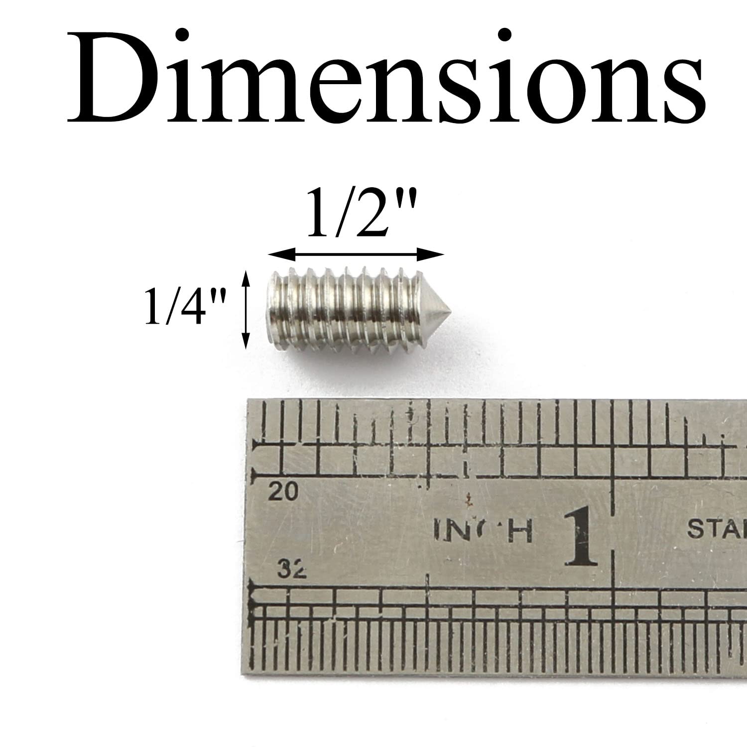 Pro Bamboo Kitchen 20pcs 1/4-20x1/2" Hexagon Hex Socket Set Grub Screws 304 Stainless Steel Full Thread Cone Point Grub Screw