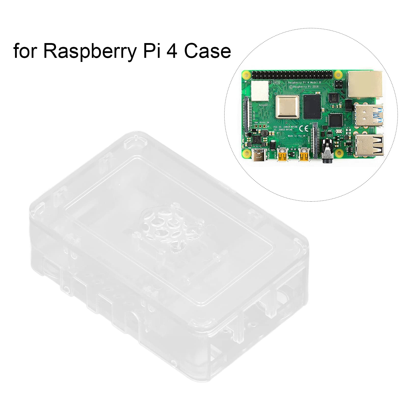 Protective Case, Protective Shell, for Raspberry Pi 4 Case ABS Detachable Scratch Resistant Heat Dissipation Protective Shell White(Transparent)