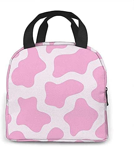Lunch Bag Pink Cow Print Lunch Box Insulated Bag Tote Bag For Men/Women Work Travel